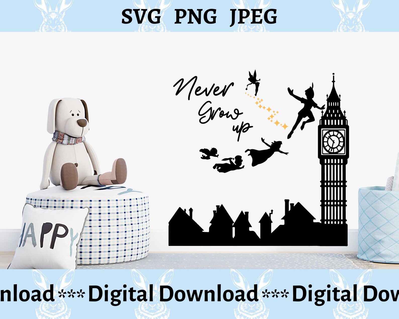 Peter Pan SVG Bundle Neverland SVG Kids Room Decor Fairy - Etsy