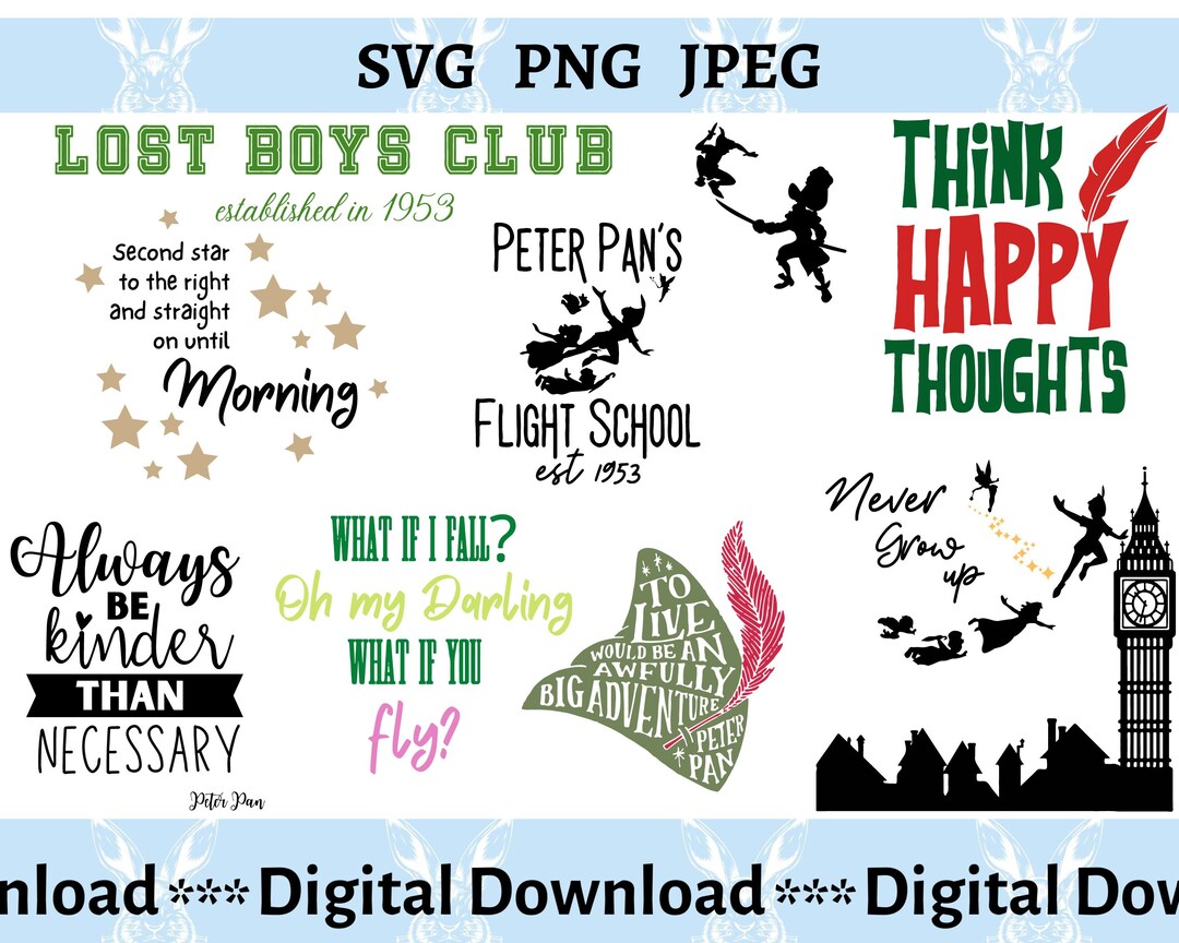 Peter Pan SVG Bundle Neverland SVG Kids Room Decor Fairy - Etsy