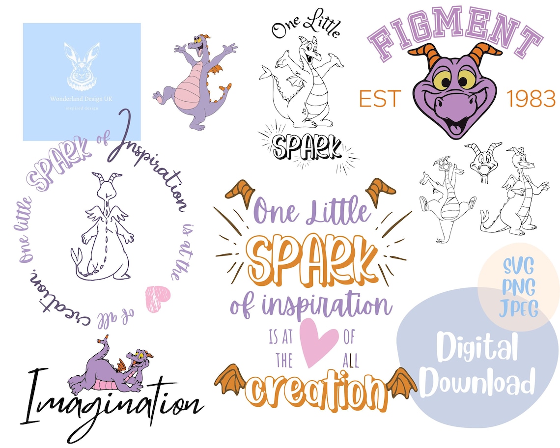 Epcot Figment Inspired SVG Bundle One Little Spark Journey - Etsy