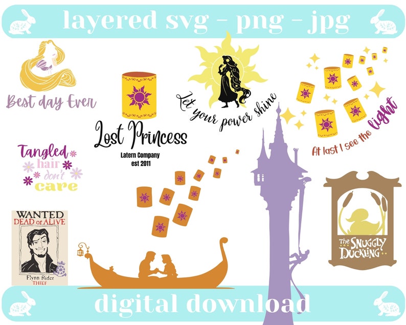 Tangled SVG Bundle, Rapunzel Svg, Princess Svg, Cricut Cut File ...