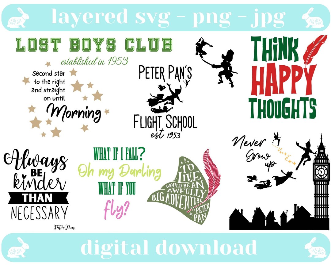 Peter Pan SVG Bundle - Neverland SVG - Kids Room Decor - Fairy Tale ...