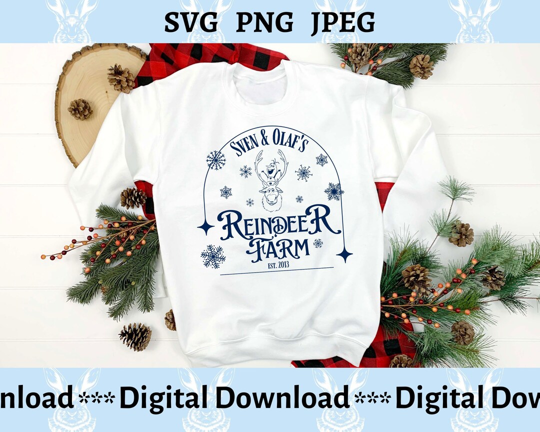 Sven and Olaf Reindeer Farm SVG – Frozen Christmas Design (digital ...