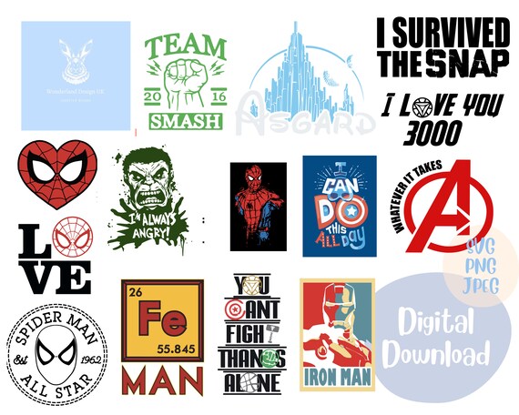 Marvel Avengers Superhero SVG Bundle Cricut Silhouette - Etsy