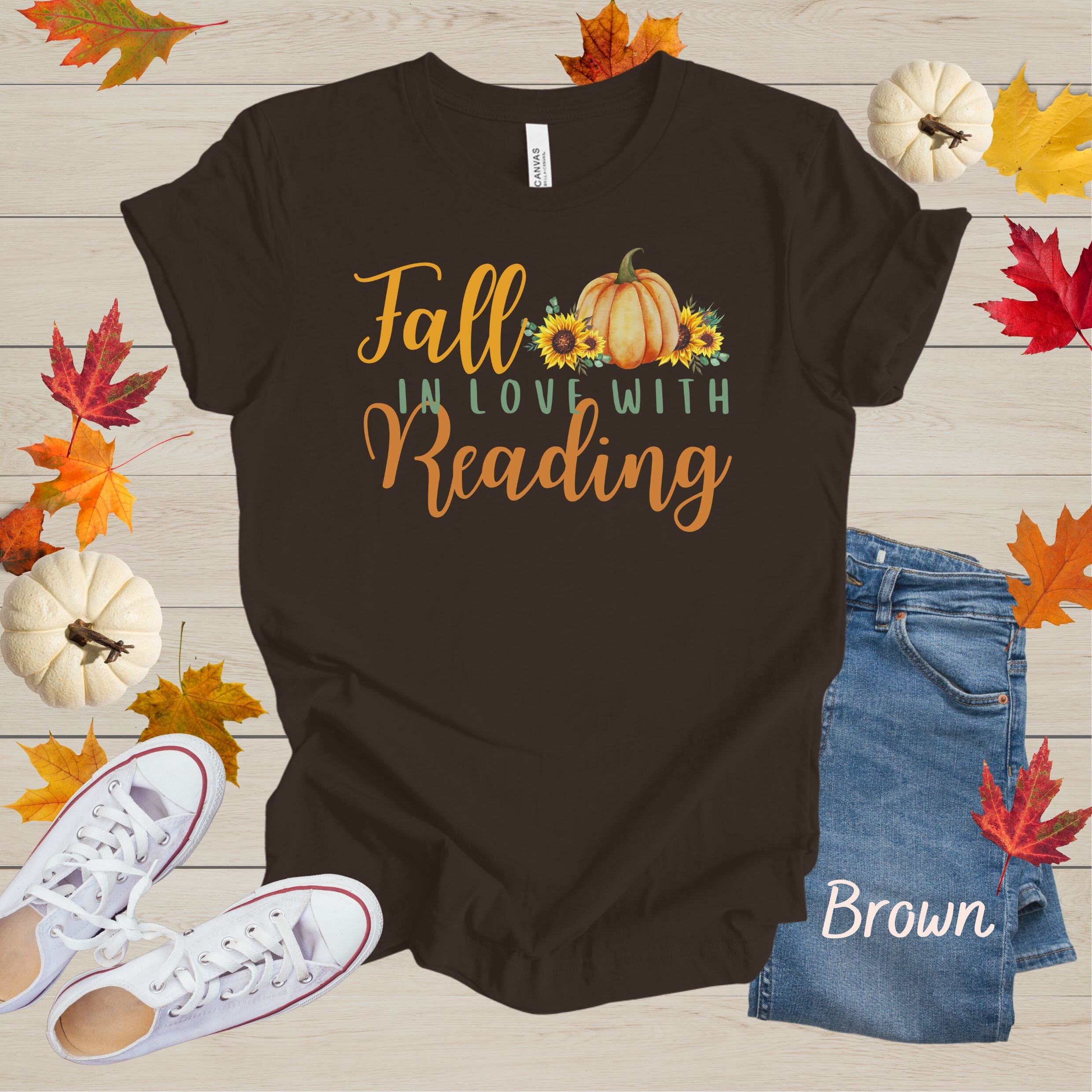 Fall Teacher Shirt, Fall in Love With Reading Teacher Shirt, Fall ELA ...