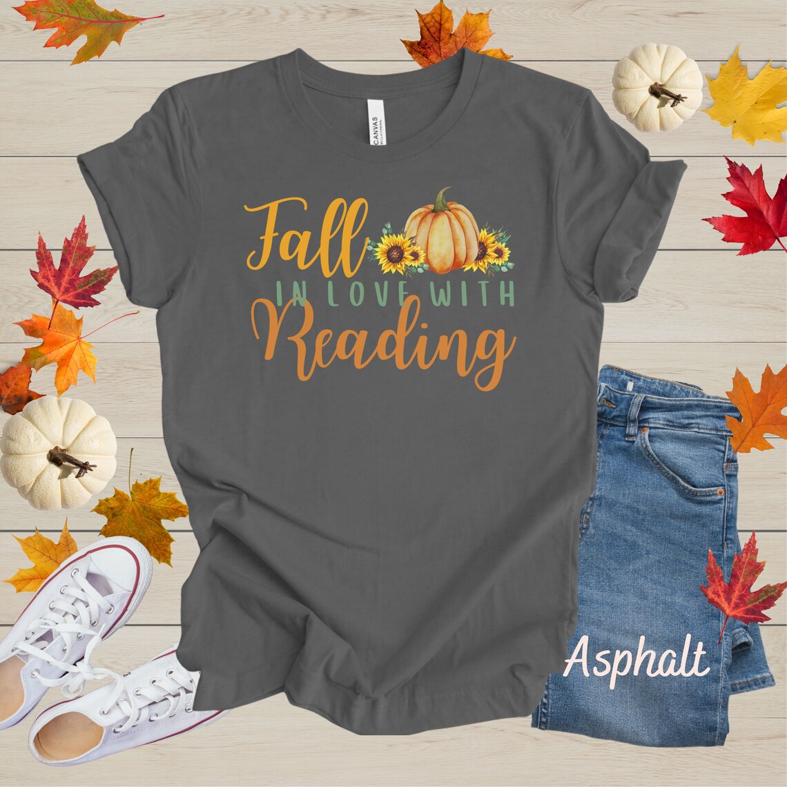 Fall Teacher Shirt Fall in Love With Reading Teacher Shirt - Etsy