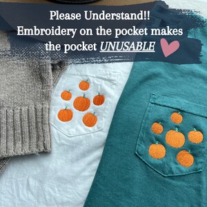 Embroidered Pumpkin Pocket Tshirt Cute Autumn Pumpkin Patch T Shirt ...