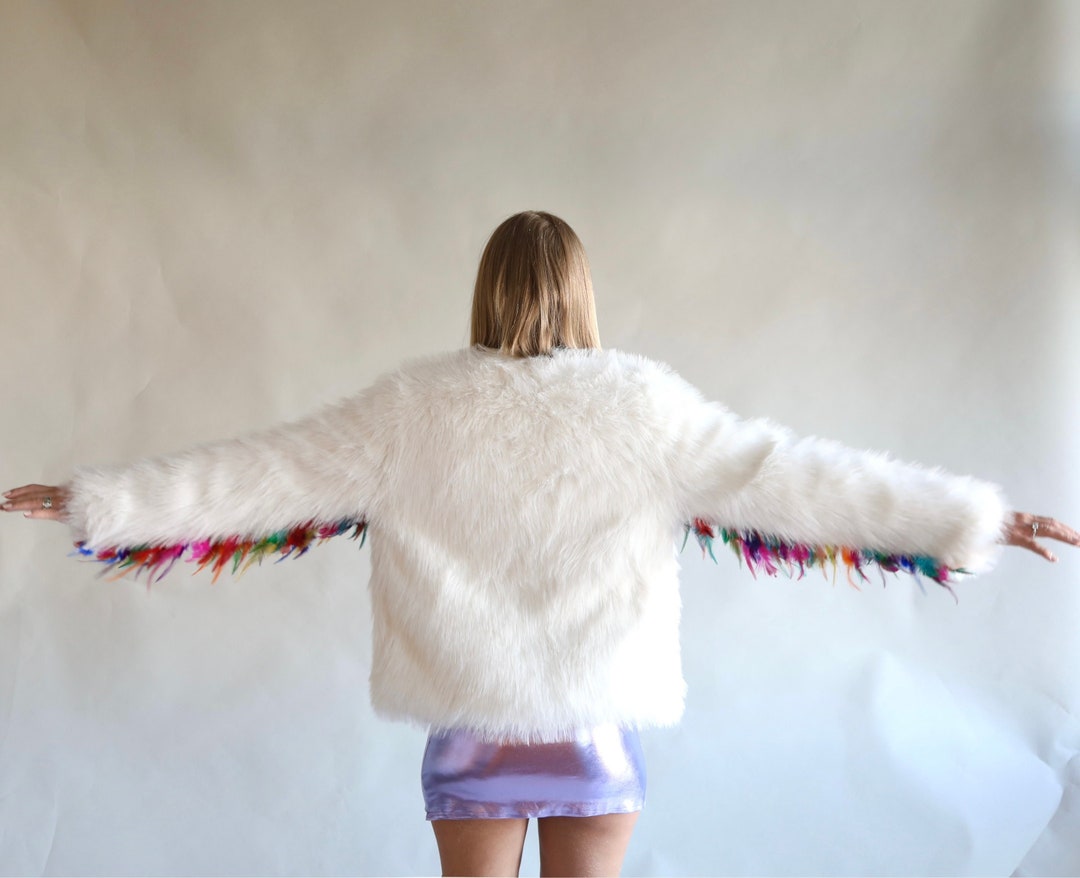 LED White Faux Fur Festival Jacket – Light up Rave Coat - Etsy
