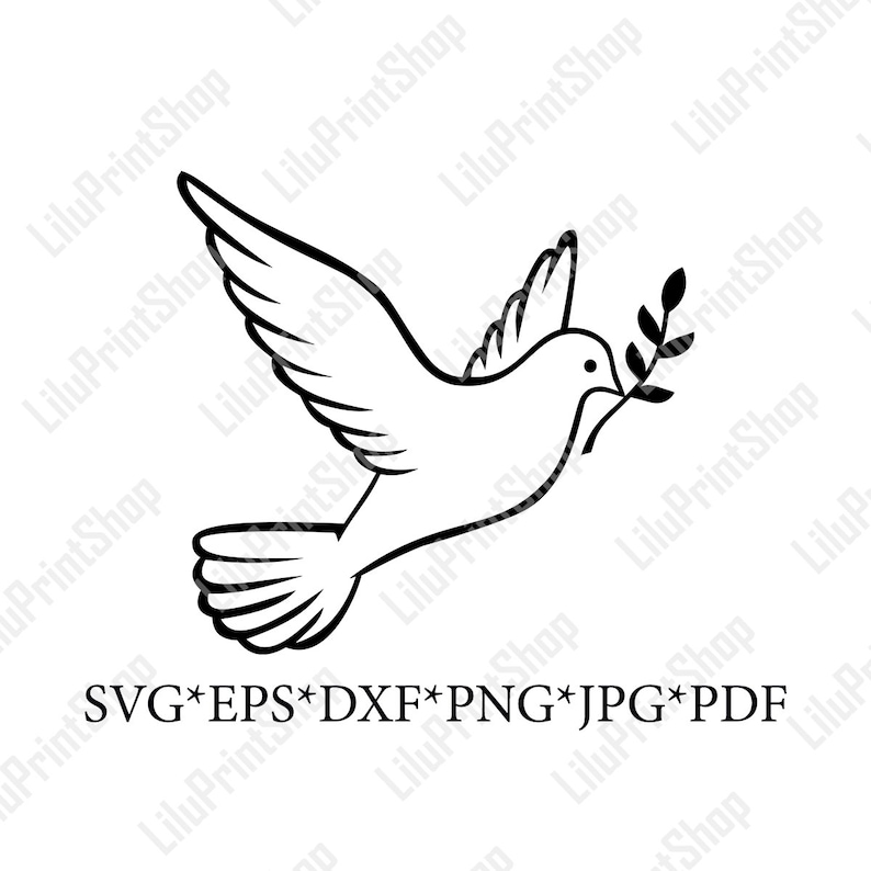 Peace Dove Svg Bird Eps Dxf PNG Flying White Dove Svg Clipart and Cut ...