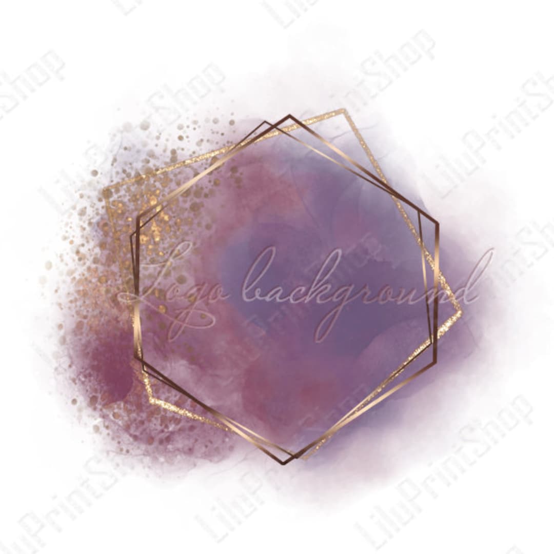Purple Logo Background Png Watercolor Dusty Purple and Gold - Etsy