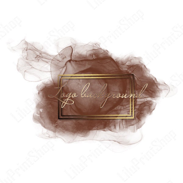 Brown & Gold Logo Background Png, Neutral Watercolor Splash Logo ...