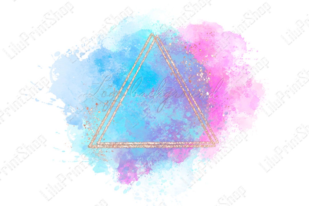 Blue and Pink Logo Background Png Watercolor Logo Design With Rose Gold ...