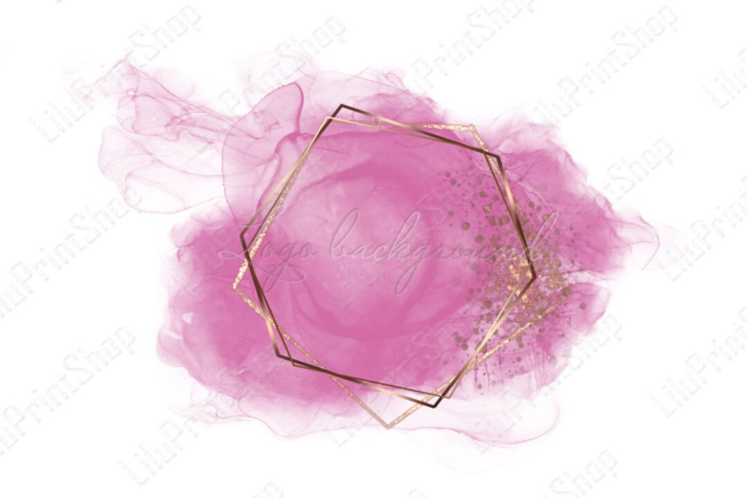 Pink and Gold Logo Background Png Alcohol Ink Logo Design Pink & Gold ...