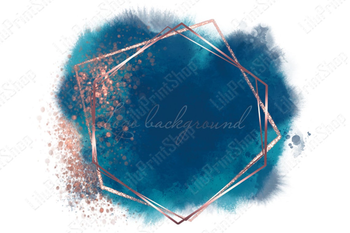 Teal Logo Background Png Watercolor Teal Logo Design Teal and Rose Gold ...