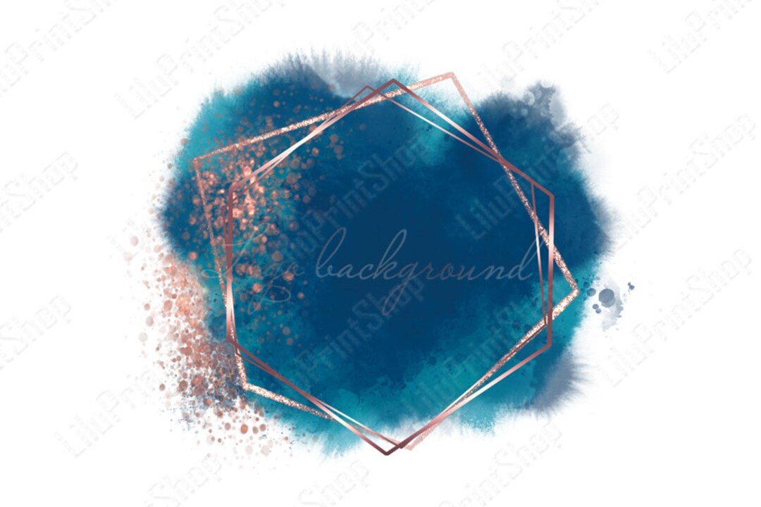 Teal Logo Background Png Watercolor Teal Logo Design Teal and Rose Gold ...