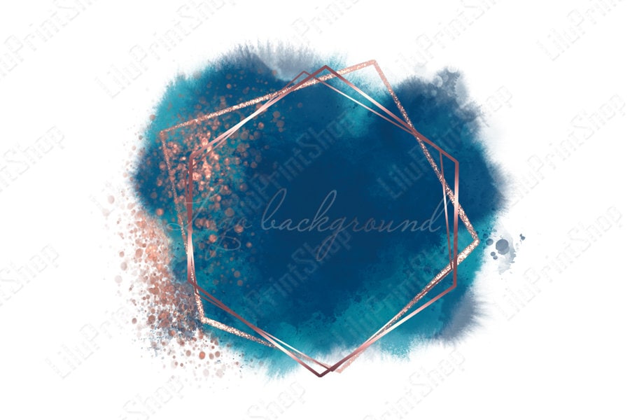 Teal Logo Background Png Watercolor Teal Logo Design Teal and Rose Gold ...
