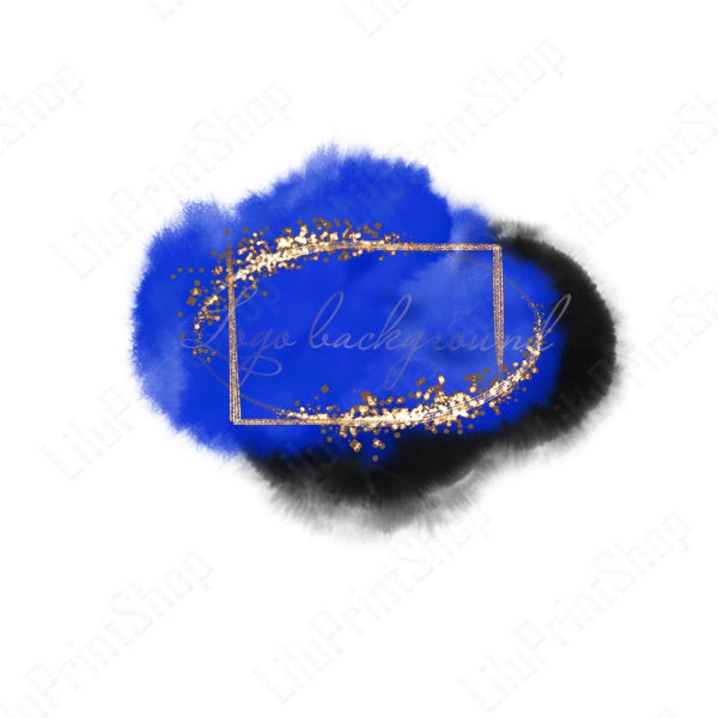 Royal Blue Watercolor Logo Png - Splashes and Gold Confetti, Black and ...