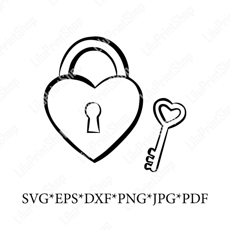 Lock and Key Svg, Doodle Clipart, Lock Cut File for Cricut Silhouette ...