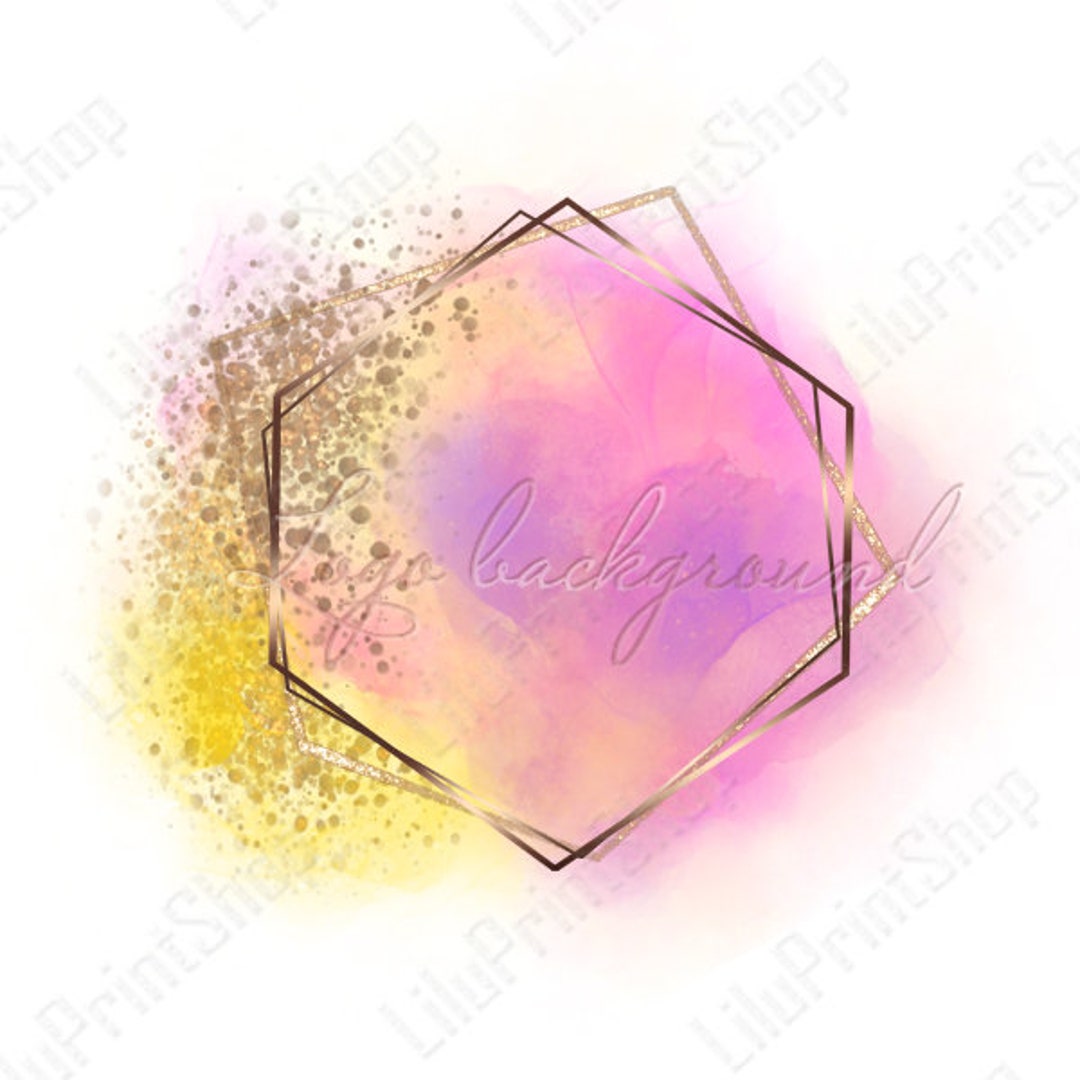 Pink Logo Overlay, Watercolor Pink With Gold Confetti Logo Png, Rainbow ...