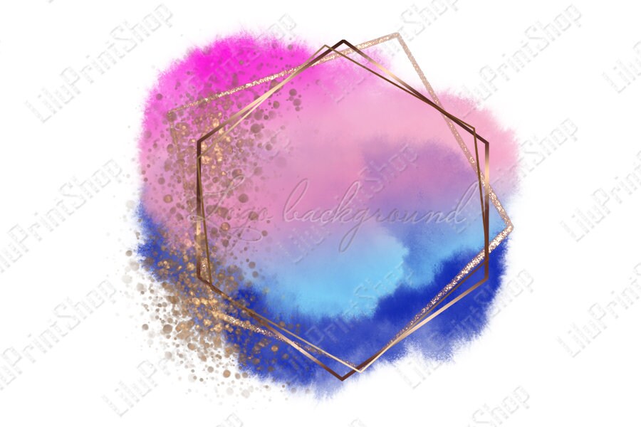 Watercolor Pink & Blue Logo Background Png Pink,blue and Gold Confetti ...