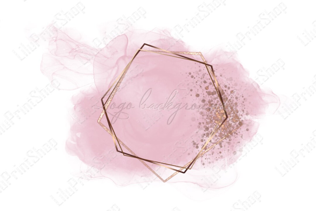 Blush Pink Logo Background Png Alcohol Ink Pink and Gold Logo Design ...