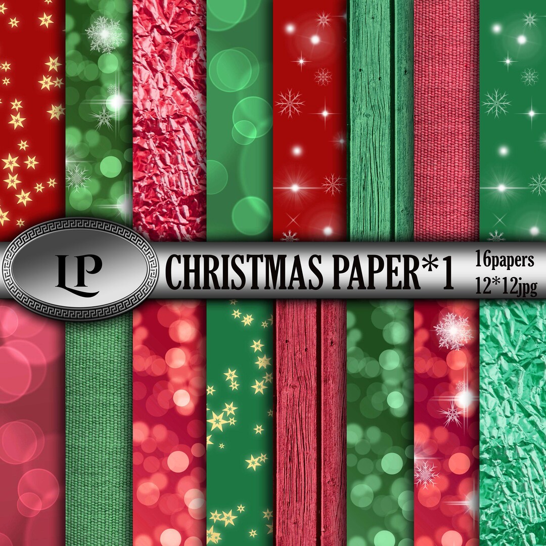 Christmas Background Christmas Digital Paper Red Digital Paper Green ...