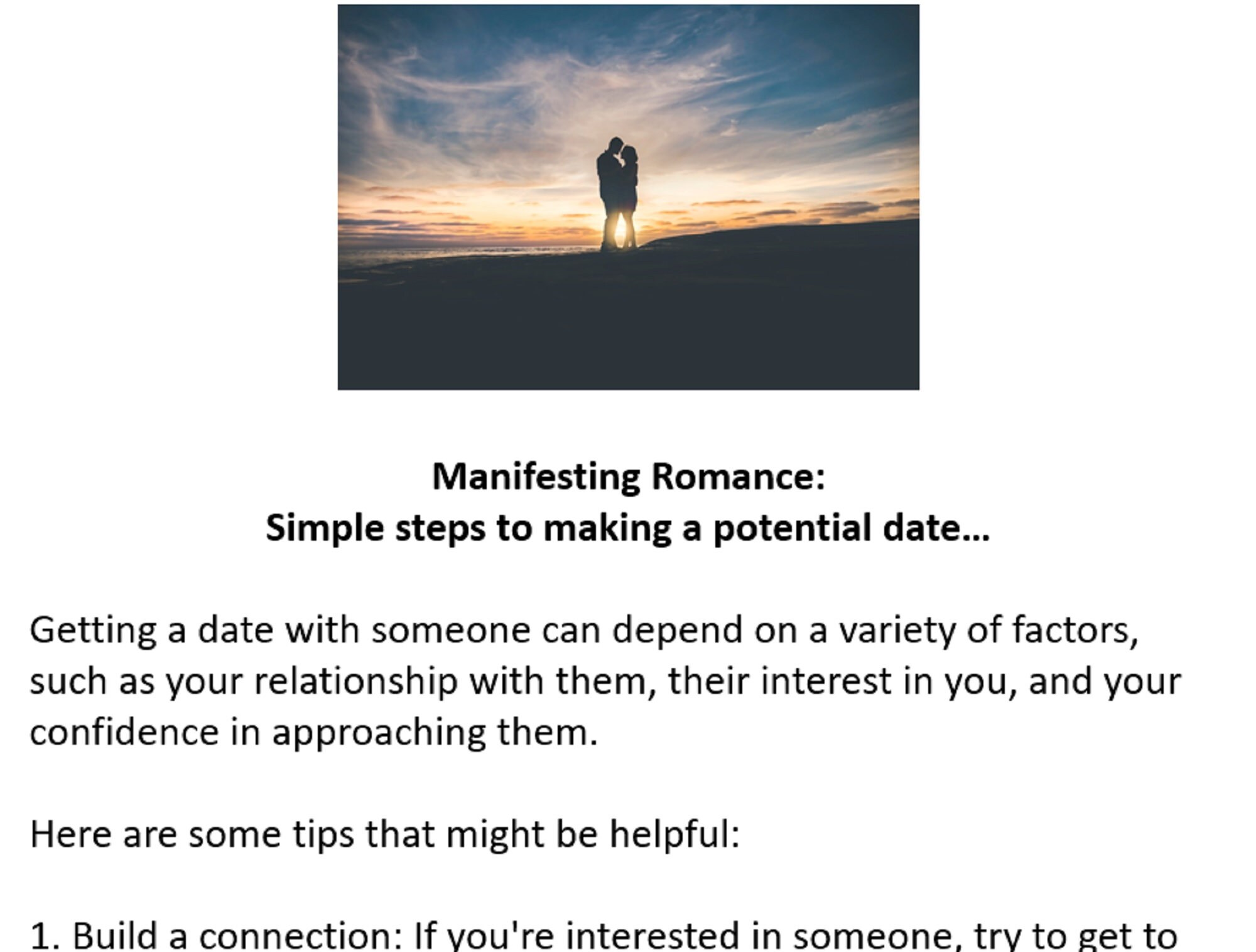 Manifesting Romance: Basic Digital List of Steps to Starting a Romance ...