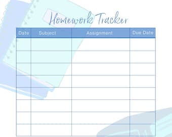 Digital Homework Tracker, Homework Tracker, Printable Homework Tracker ...