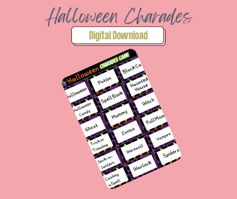 Halloween Charades Party Game Printable - Etsy