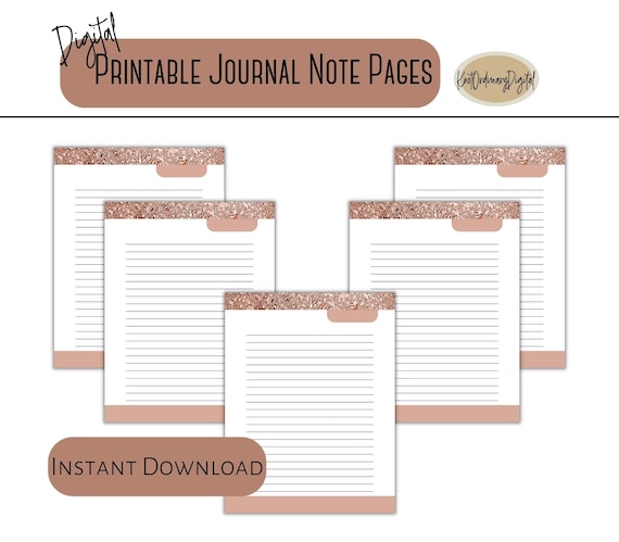 Printable Journal Notes Pages Instant Download Lined - Etsy
