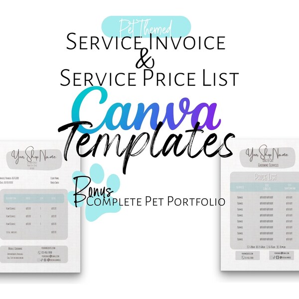 Cat Invoice Template - Etsy
