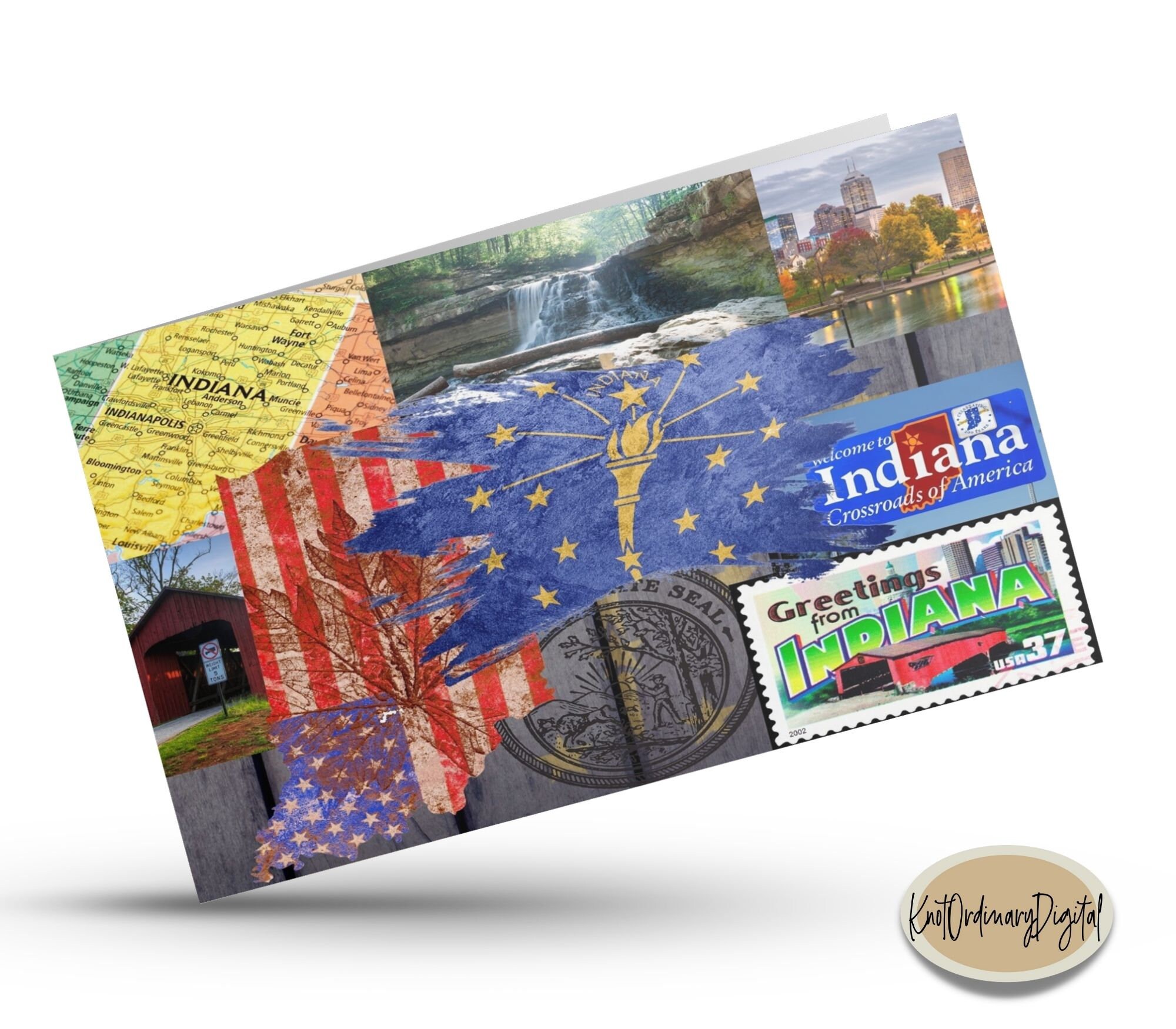 Postcard Indiana Traveling Printable Postcard 5.5 X 4.25 Instant ...
