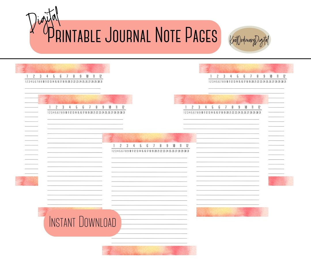 Printable Journal Notes Pages | Instant Download | Lined | Undated | 8. ...
