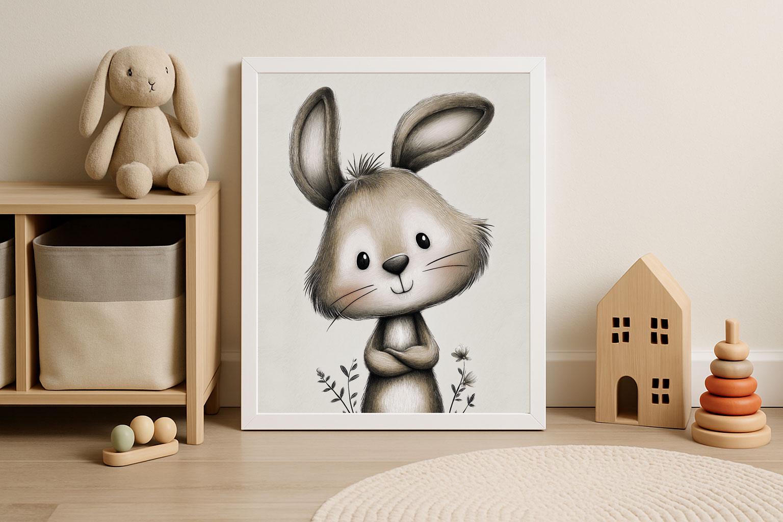 Hasen Poster Printable | Süßes Kinderzimmer Bild Hase | Babyzimmer ...