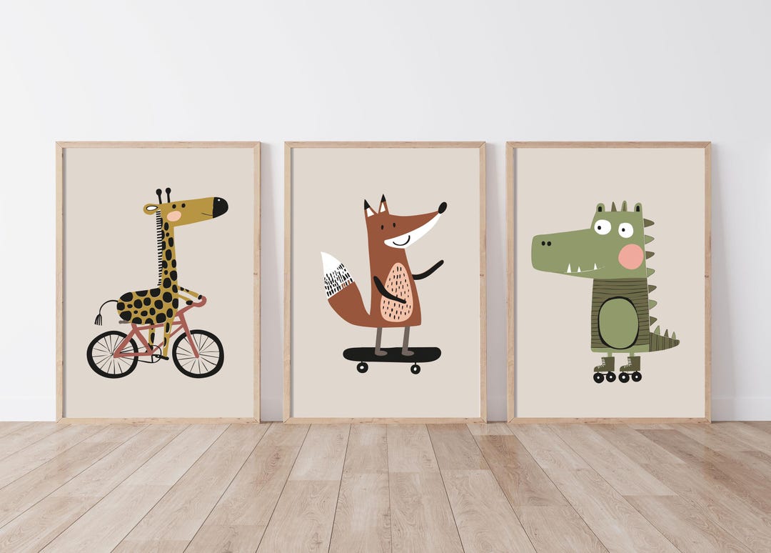 Nursery Animal Poster Set | Giraffe, Fox, Crocodile | Funny Animal ...
