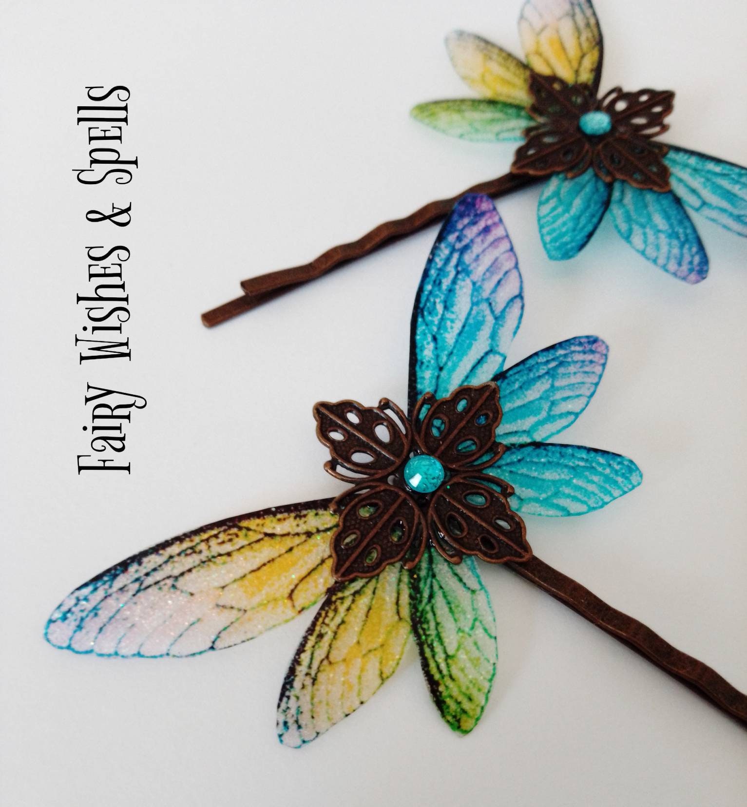 Magical Pair of Ornate Fairy Wing Hair Grips Cottagecore Cosplay LARP ...