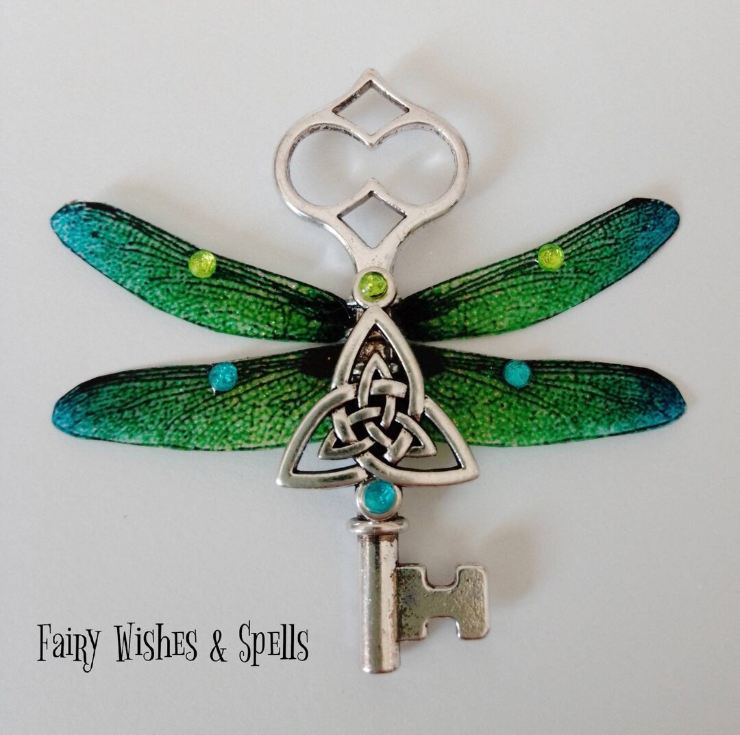 Dragonfly Winged Celtic Key Pendant Cosplay LARP Cottagecore Cosplay ...