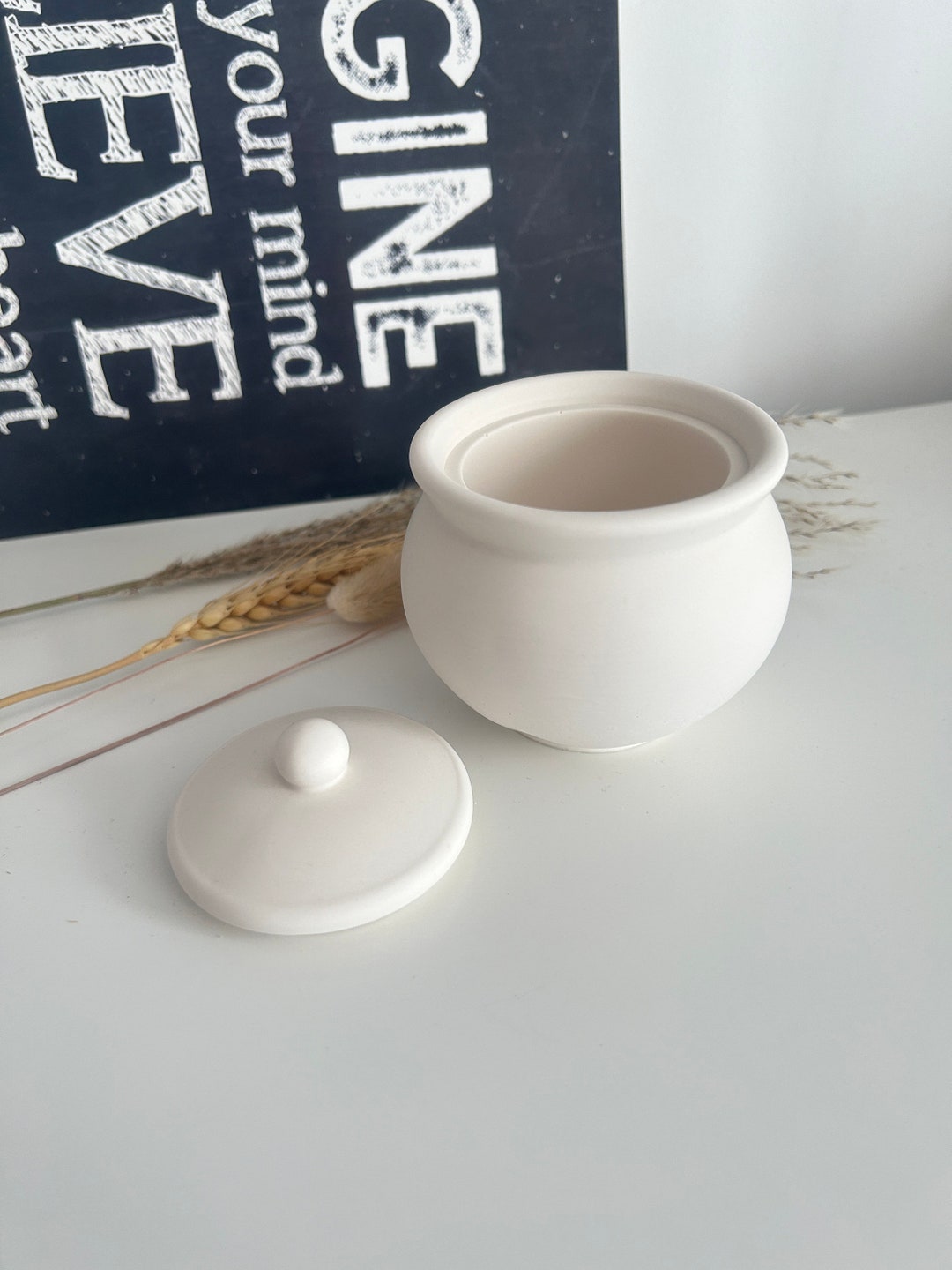 Jesmonite Decor Pot With Lid: Small Jewellery Box, Keepsake Container ...