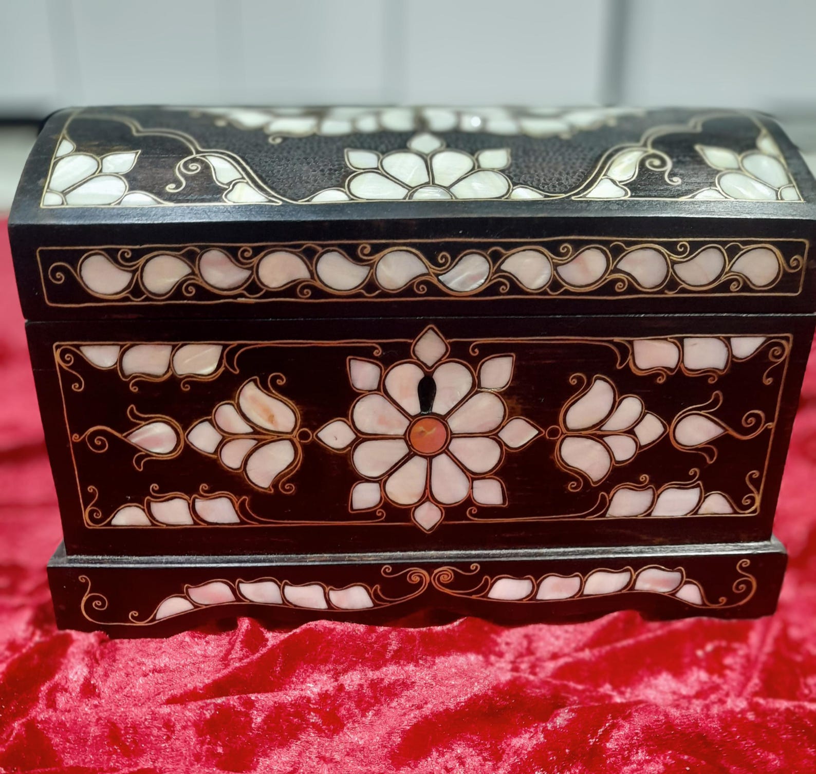 Handcrafted Wooden Chest With Mother-of-pearl Inlays – A Masterpiece of ...