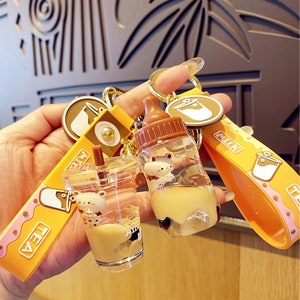 Kawaii Boba Milk Tea, Bubble Tea Liquid Key Chain, Cute Boba Tea ...