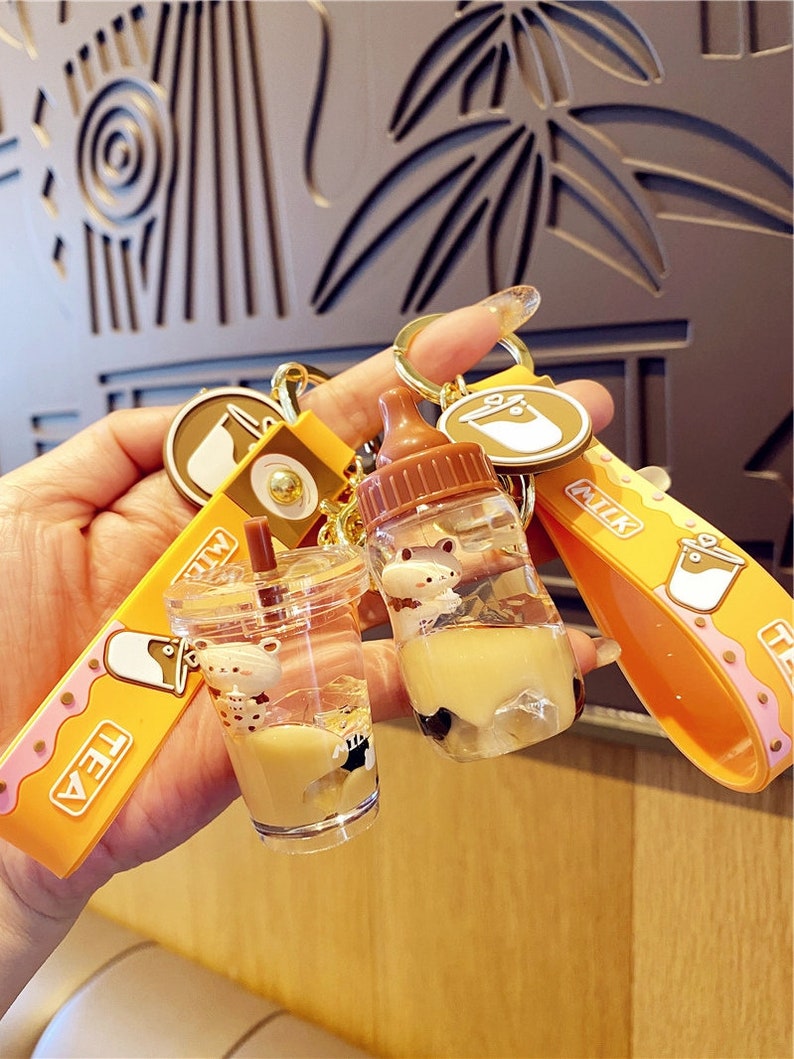 Kawaii Boba Milk Tea, Bubble Tea Liquid Key Chain, Cute Boba Tea ...