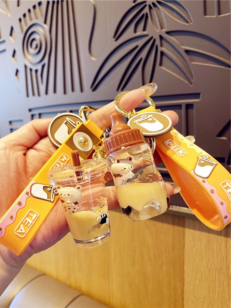Kawaii Boba Milk Tea, Bubble Tea Liquid Key Chain, Cute Boba Tea ...