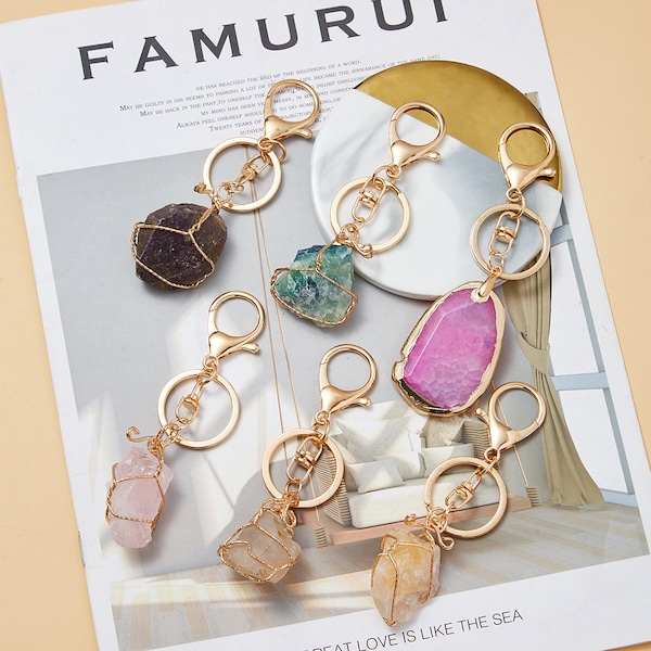 Gemstone Keychain - Etsy