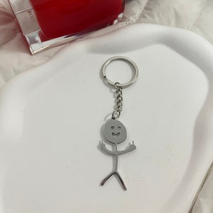 Funny Middle Finger Stick-man,cute Keychains,funny Gifts,funny Keychain ...