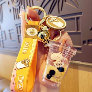 Kawaii Boba Milk Tea, Bubble Tea Liquid Key Chain, Cute Boba Tea ...