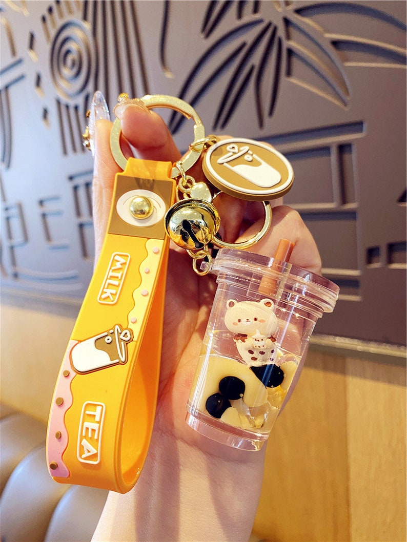 Kawaii Boba Milk Tea, Bubble Tea Liquid Key Chain, Cute Boba Tea ...