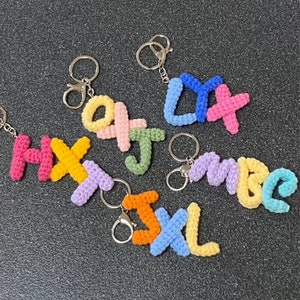 Plush Crochet Letter Keychain Couple Name Keychain Buckle Bag Pendant ...