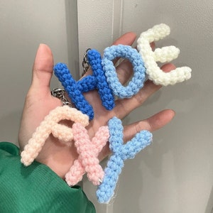 Plush Crochet Letter Keychain Couple Name Keychain Buckle Bag Pendant ...