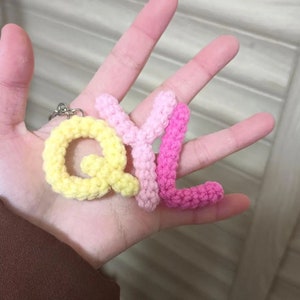 Plush Crochet Letter Keychain Couple Name Keychain Buckle Bag Pendant ...