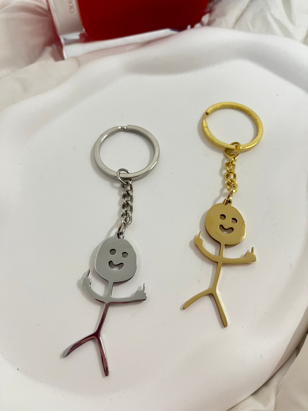 Funny Middle Finger Stick-man,cute Keychains,funny Gifts,funny Keychain ...