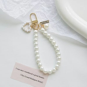 Pearl Chain Pendant Key Chain Heart Pearl Car Key Chain Bag Pendant ...